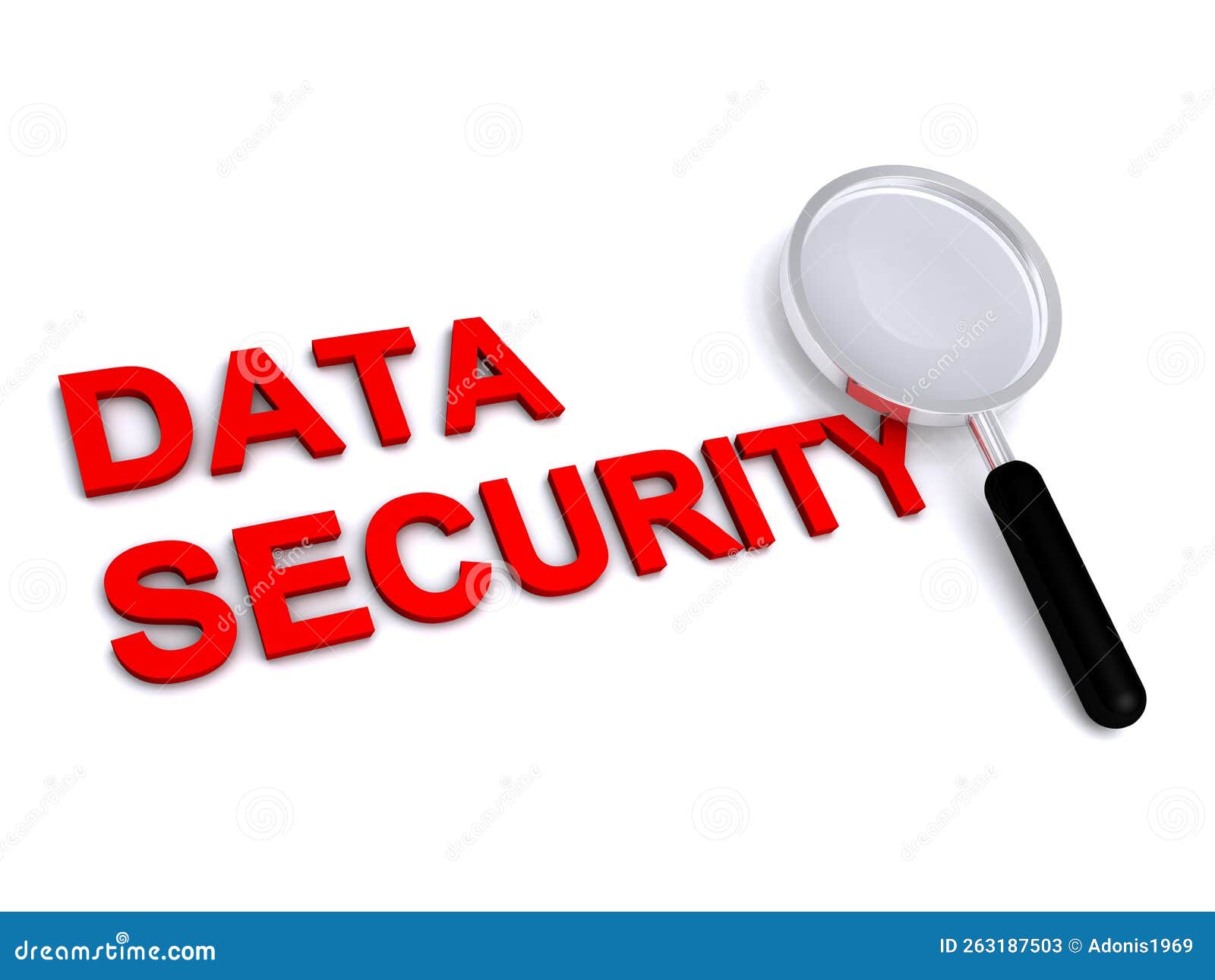 Data Security with Magnifying Glass on White Stock Illustration ...