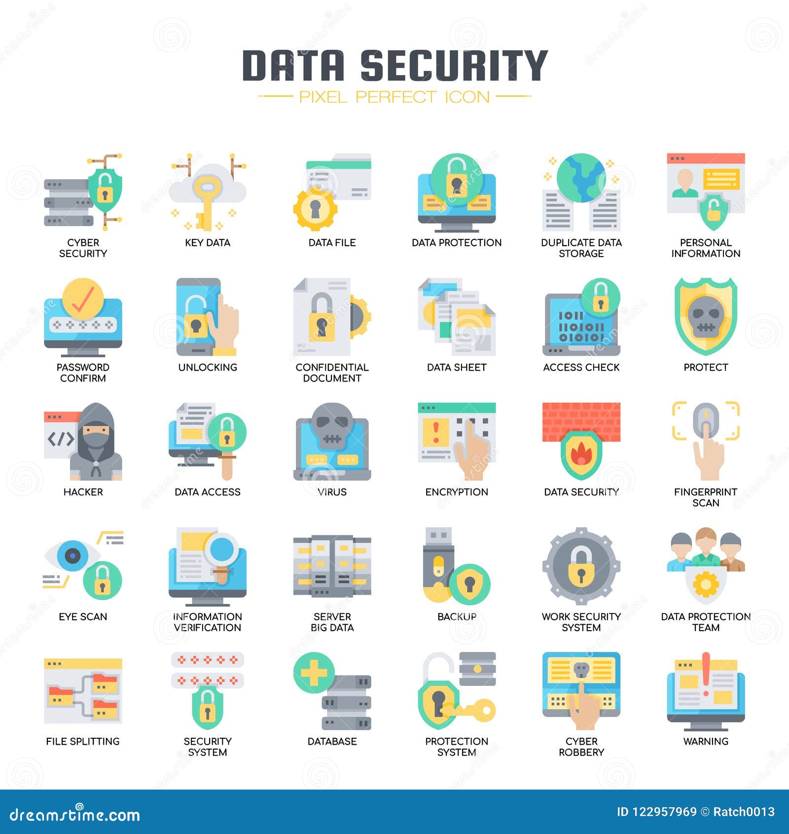 Data Security , Pixel Perfect Icons Stock Vector - Illustration of ...