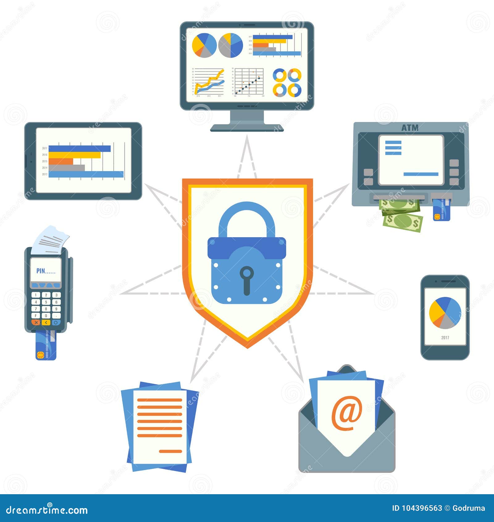 Data Security Poster with Elements on Vector Illustration Stock Vector ...