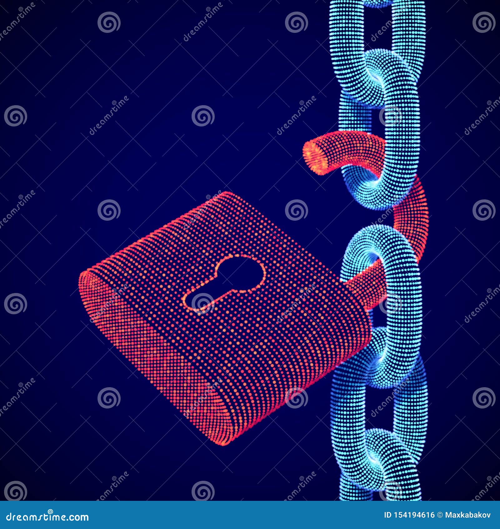 Data Security and Privacy Concept: Digital Opened Padlock on Chain ...