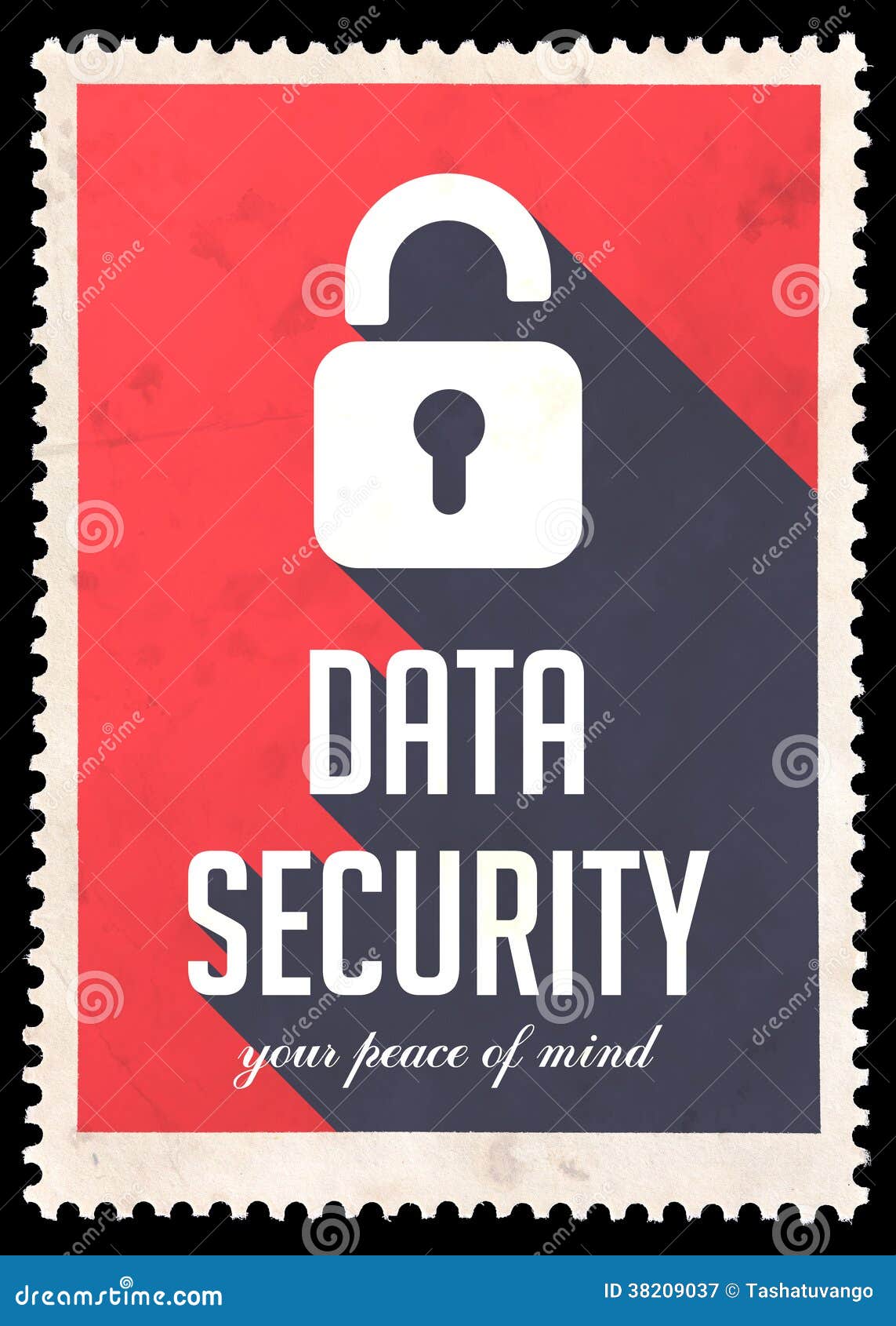 Data Security on Red in Flat Design. Stock Illustration - Illustration ...