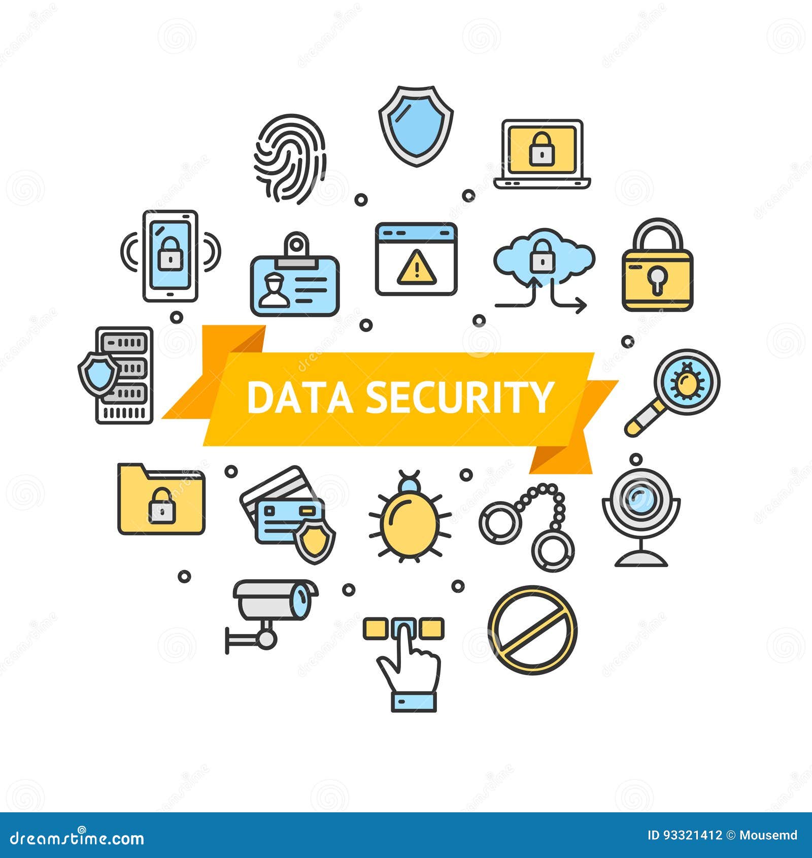 Data Security and Safe Round Design Template Icon Emblem. Vector Stock ...