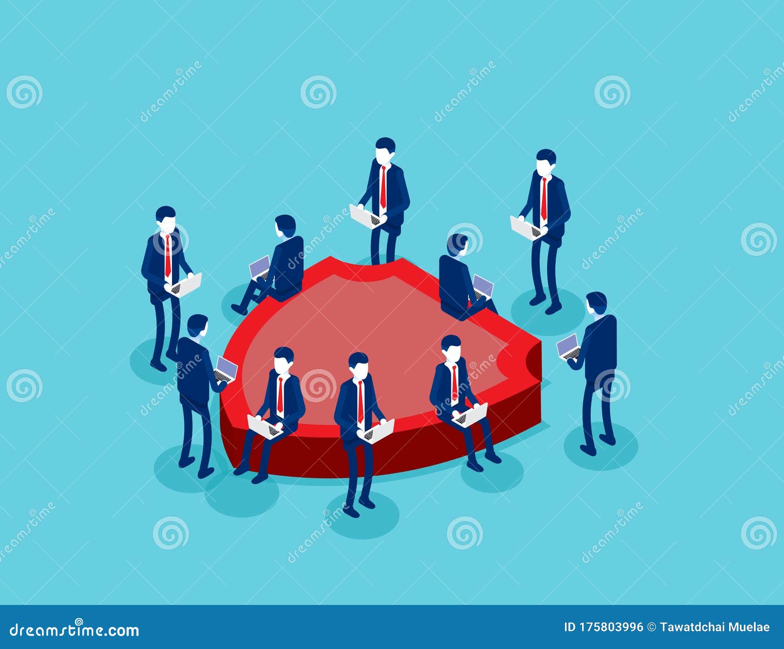 Data Security Shield Isometry Isometric. Security Guards Guarding ...