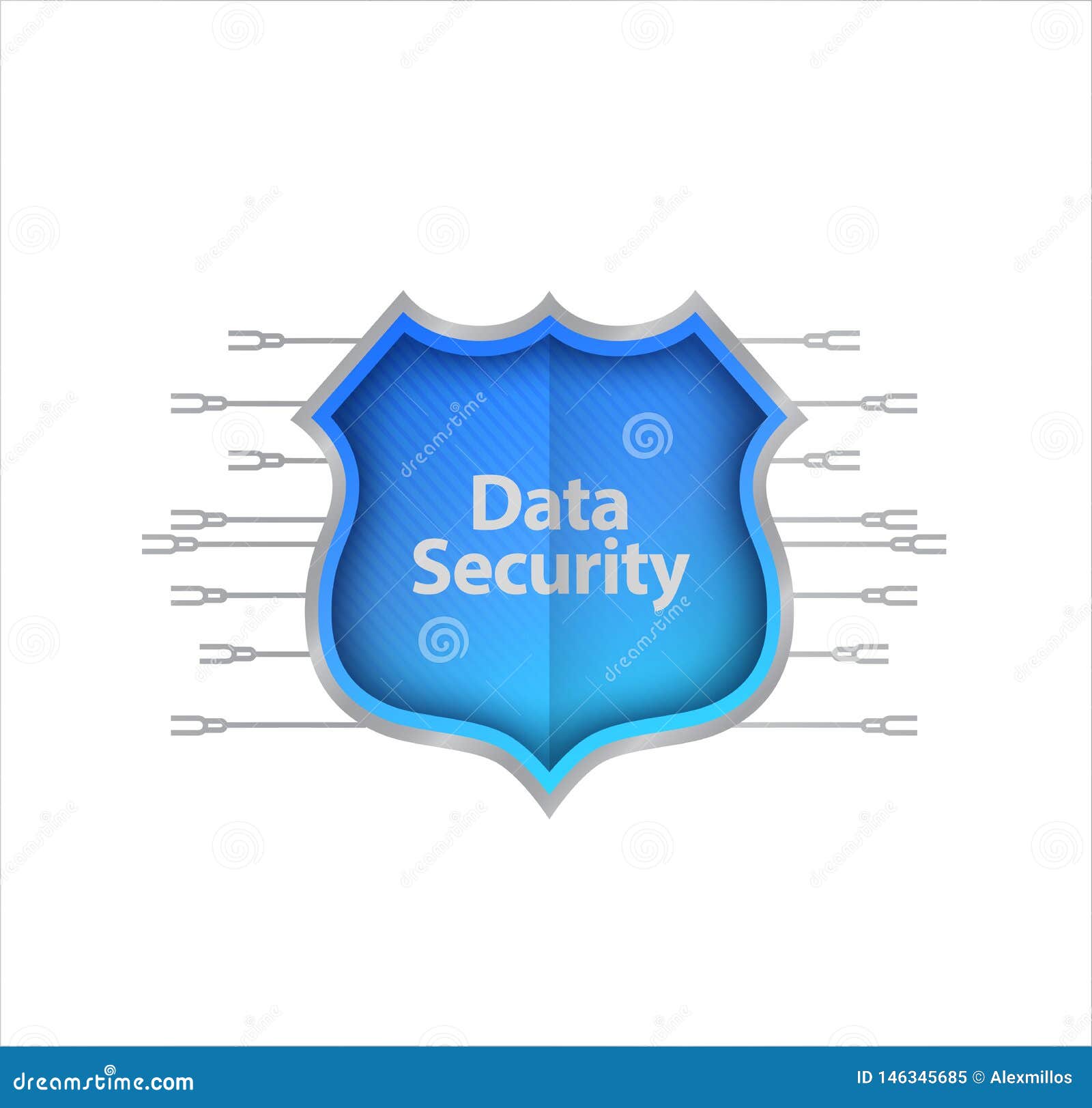 Data Security Shield and Links Isolated Stock Illustration ...