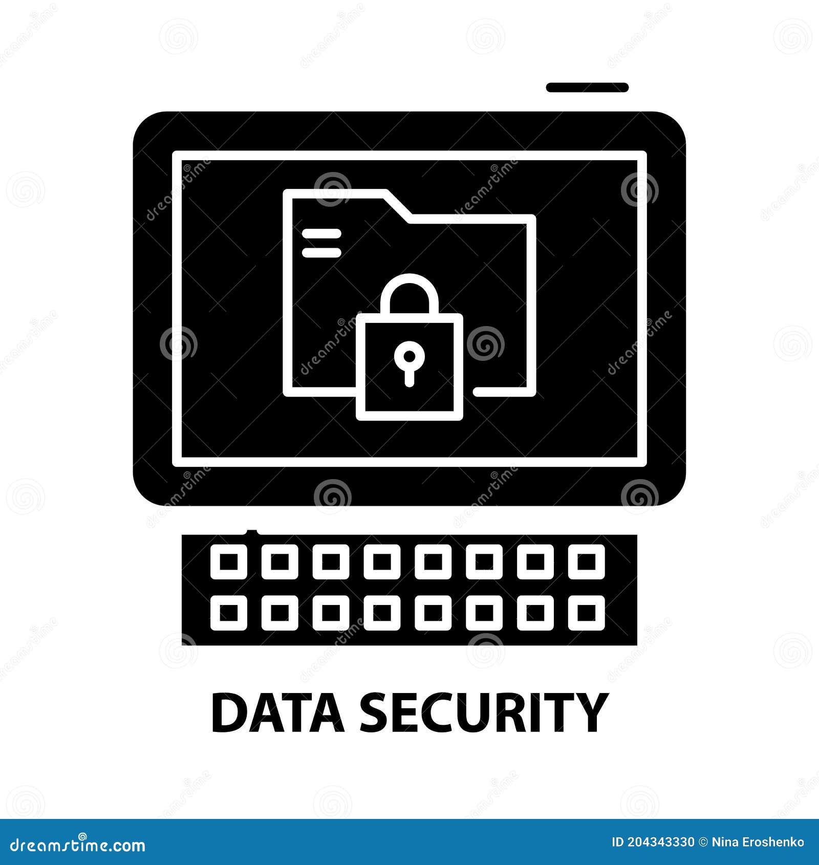 Data Security Sign Icon, Black Vector Sign with Editable Strokes ...
