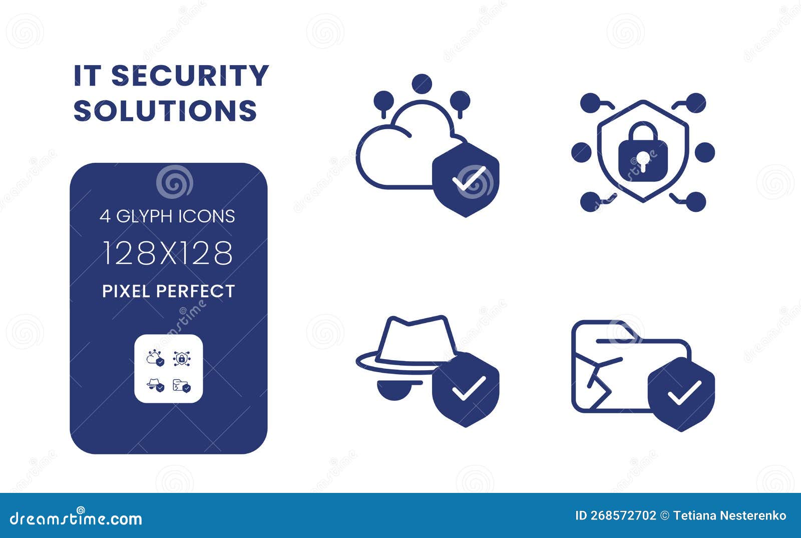 Data Security Solutions Black Solid Desktop Icons Pack Vector Illustration | CartoonDealer.com ...