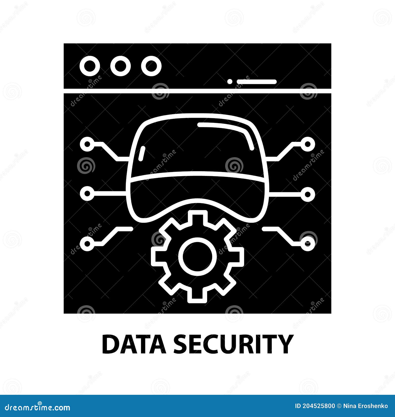 Data Security Symbol Icon, Black Vector Sign with Editable Strokes ...