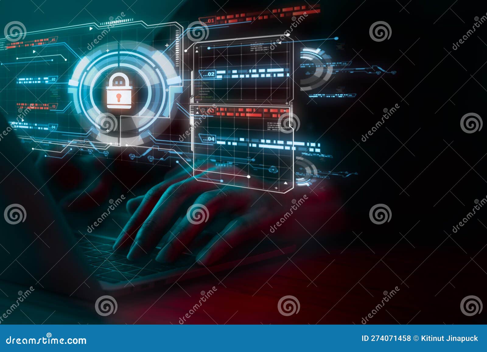 Business Man Use Laptop with Security Icon Screen, Innovation ...