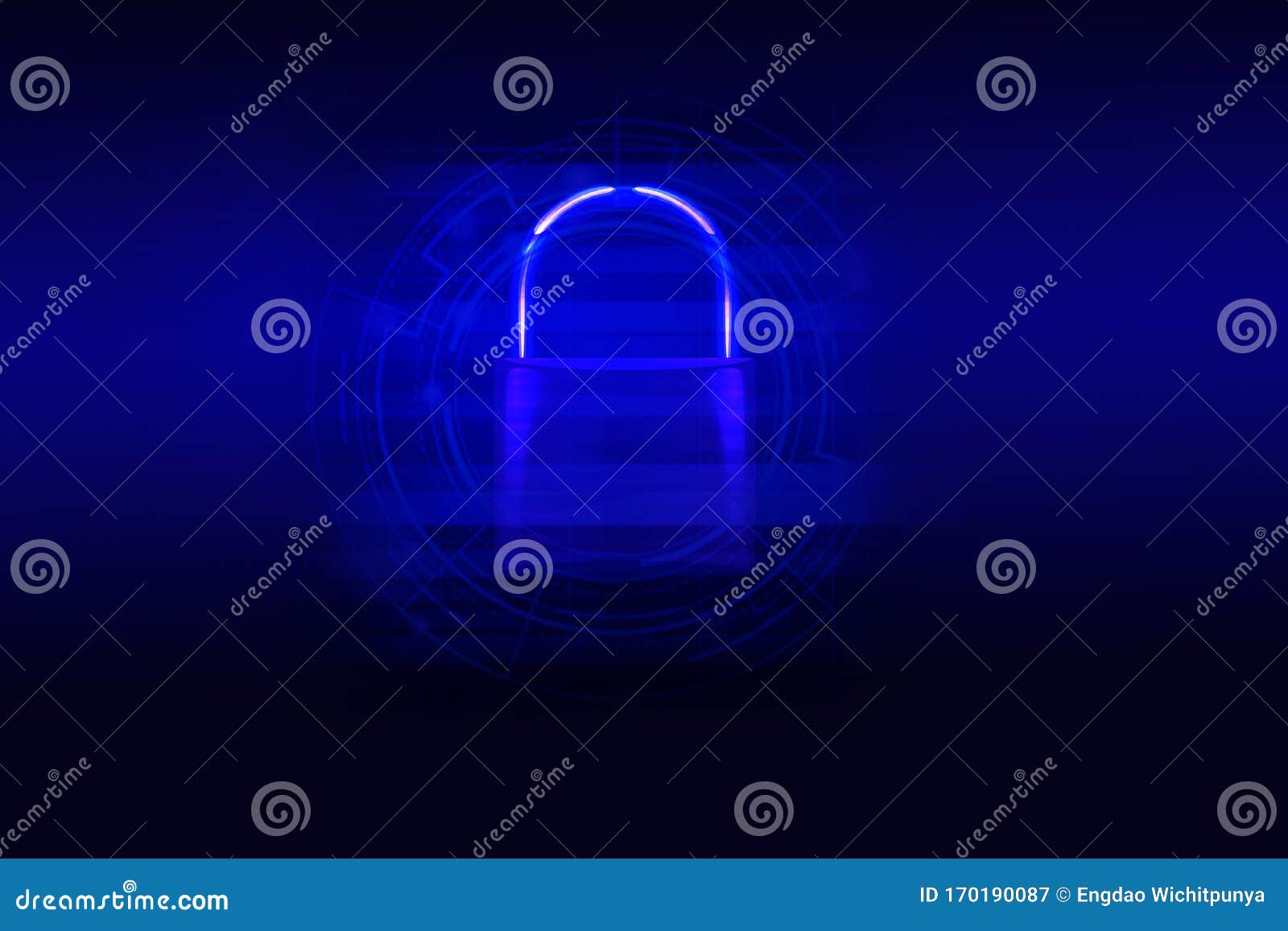 Data Security Systems Computer with Locked Padlock on Blue Dark for ...