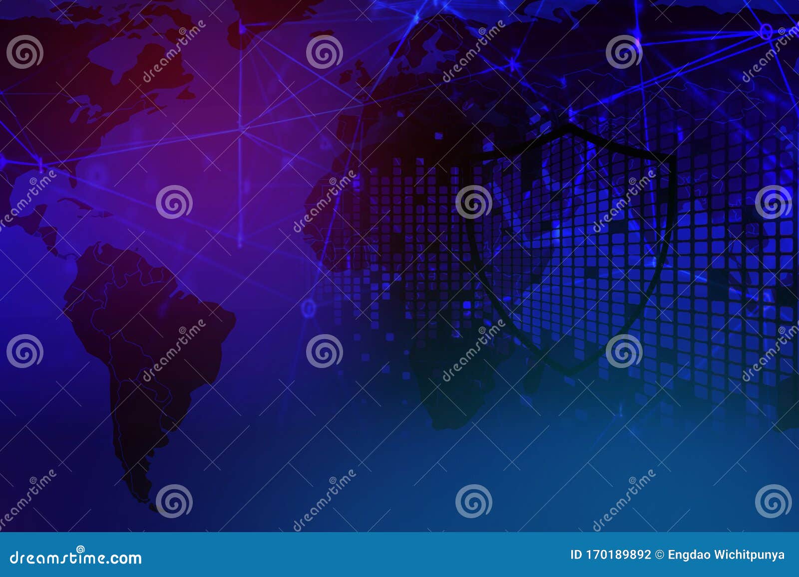 Data Security Systems Computer with Shield on Data Network and World ...