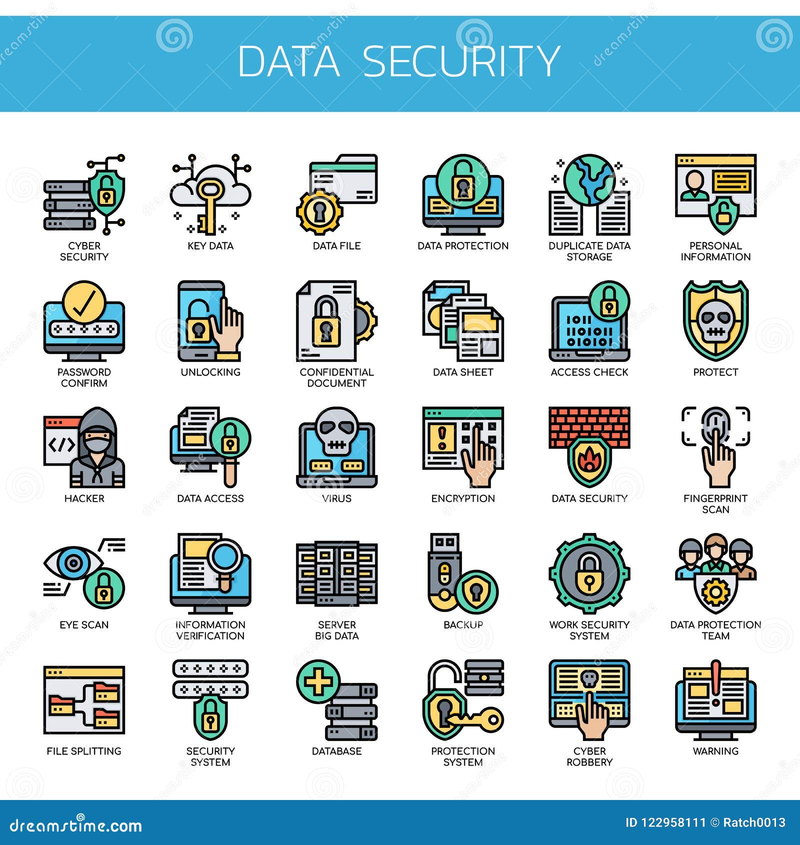 Data Security , Pixel Perfect Icons Stock Vector - Illustration of ...