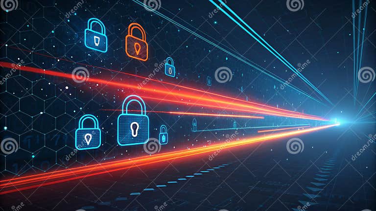 Data Security Tunnel Digital Locks and Speed Stock Illustration ...