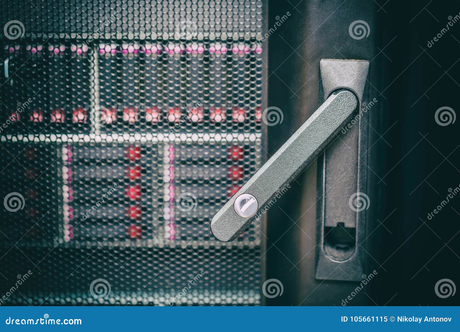 It Data Security Vulnerability Concept. Opened Server Rack Door Close ...