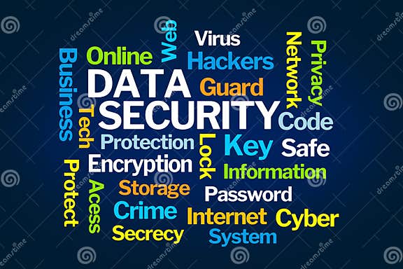 Data Security Word Cloud stock illustration. Illustration of blue ...