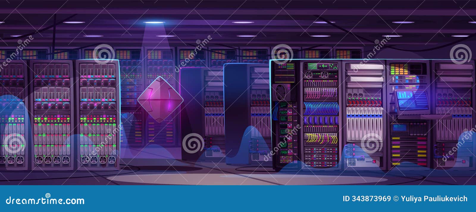 Data Server Center and Cloud Storage Room Interior Stock Vector ...