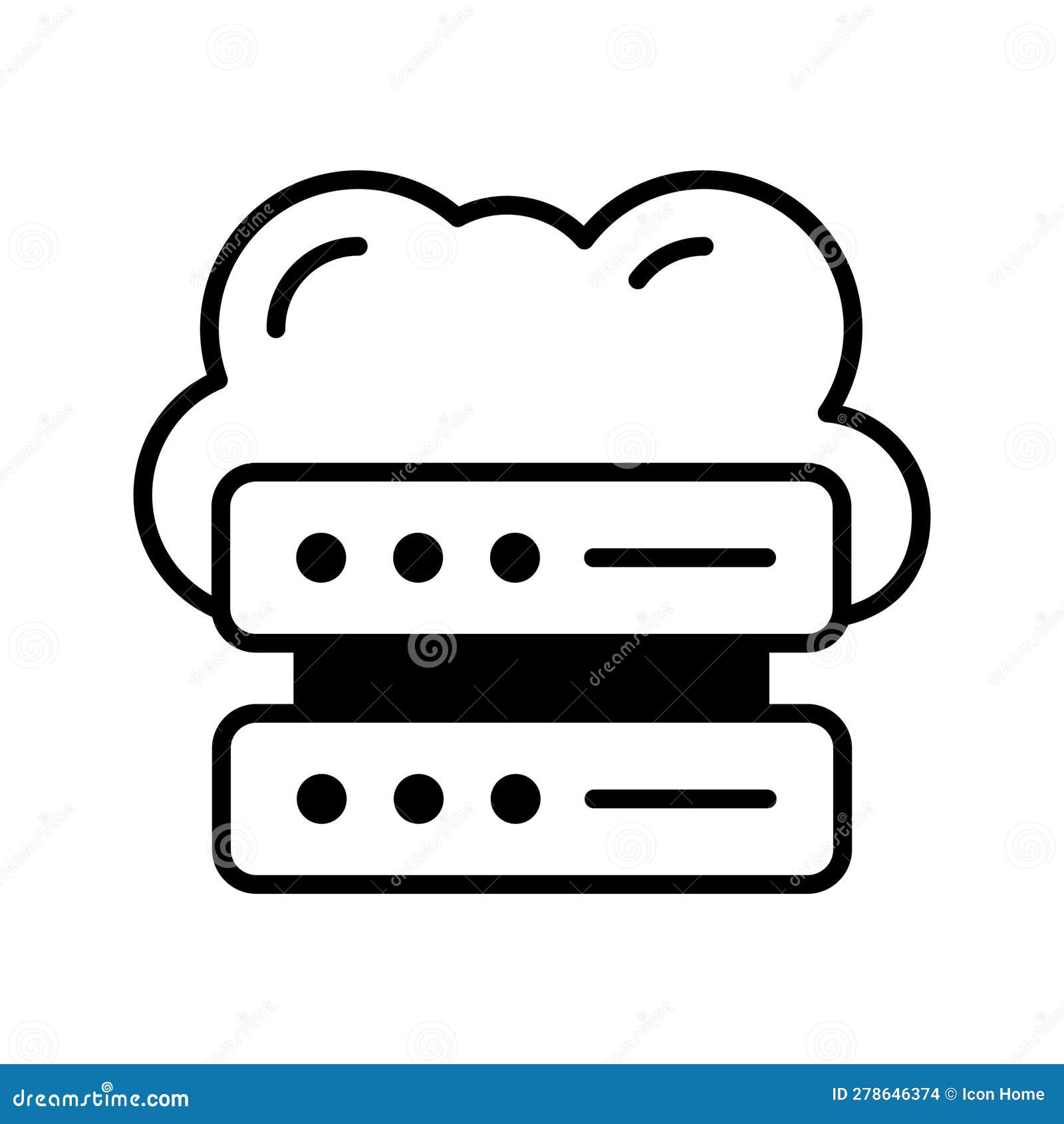 Data Server with Cloud Denoting Icon of Cloud Server in Trendy Style ...