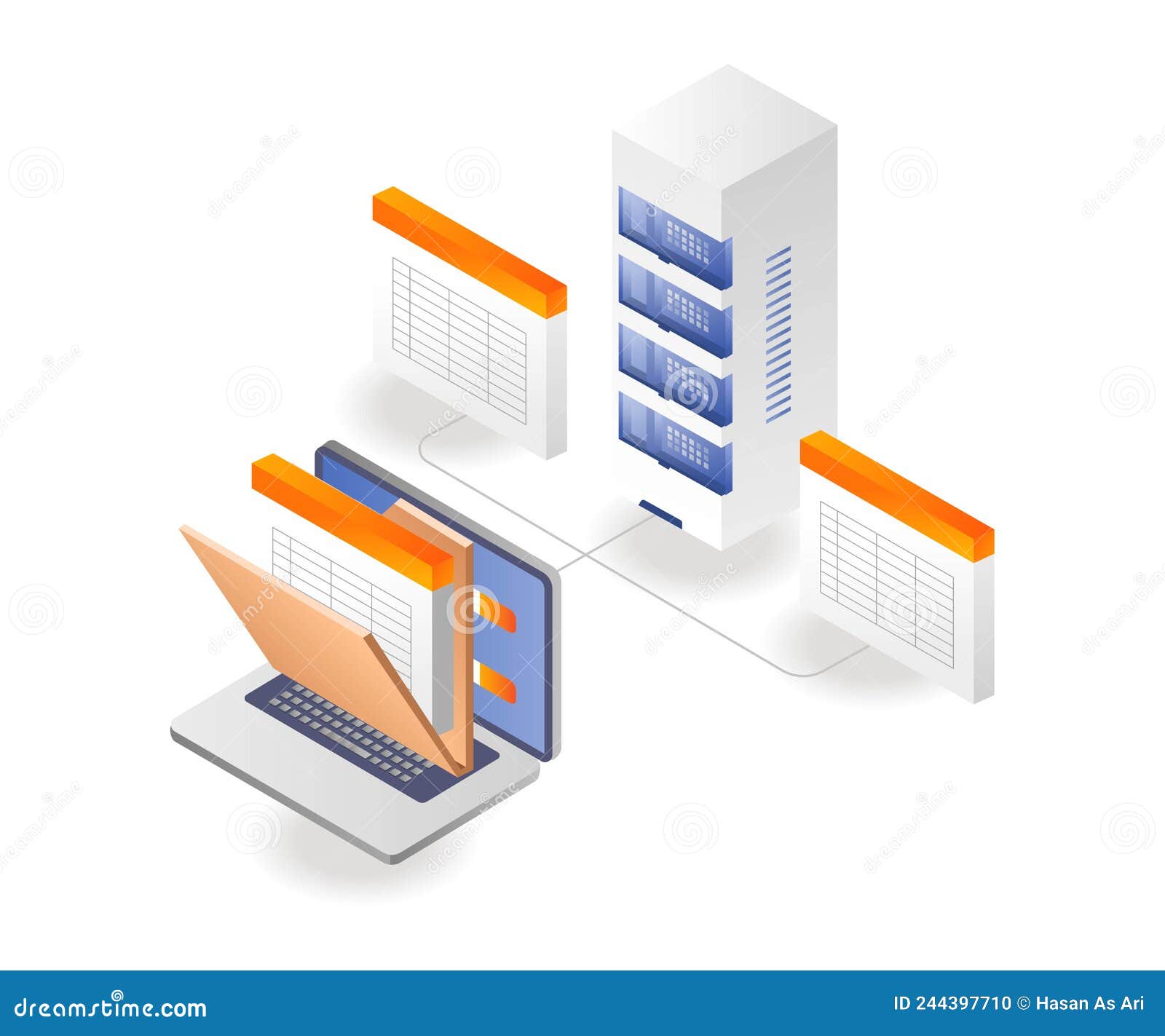 Data Server Computer Network Flat Isometric Illustration Concept Stock ...