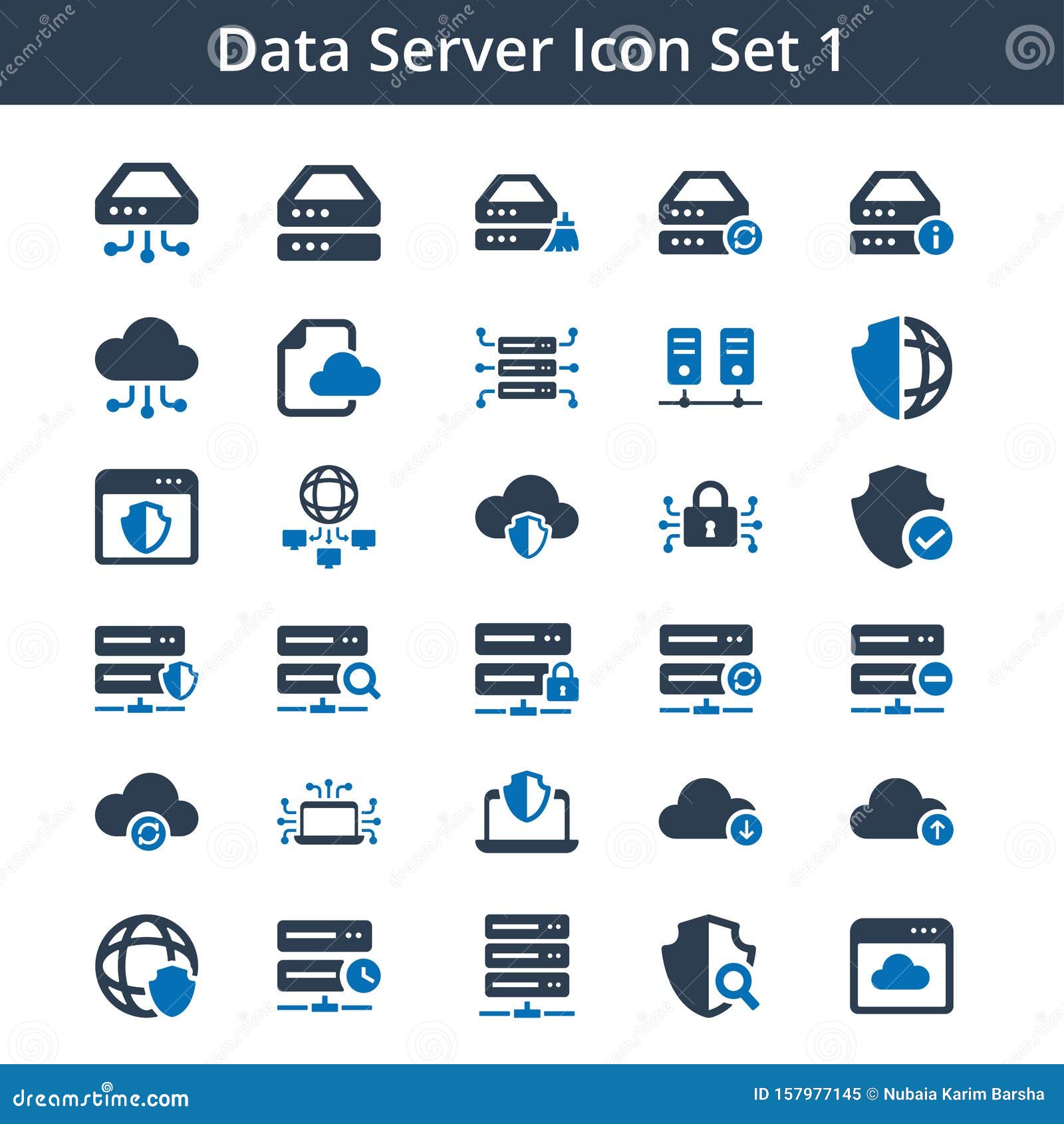 Data server flat icon set stock illustration. Illustration of data ...