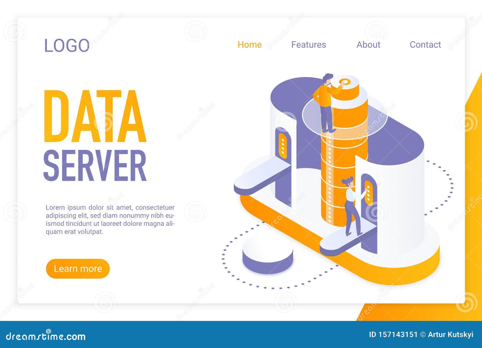 Data Server Landing Page Isometric Vector Template. Computer ...