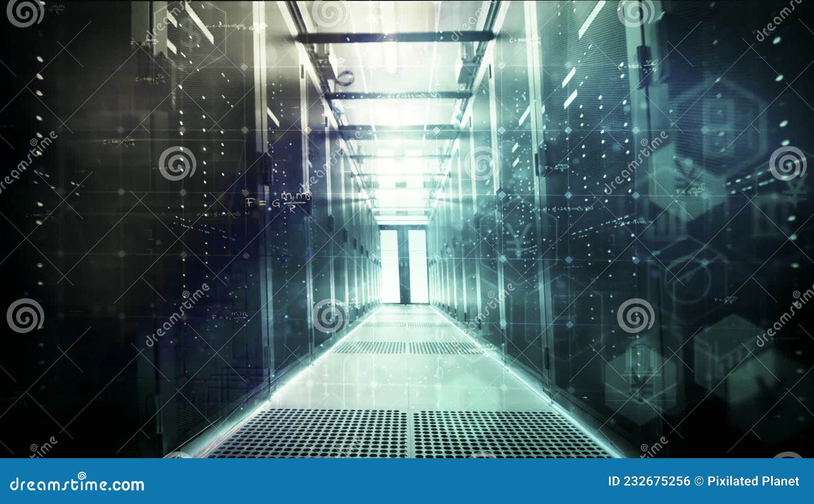 Data Servers Behind Glass Panels in the Server Room of the Data Center ...