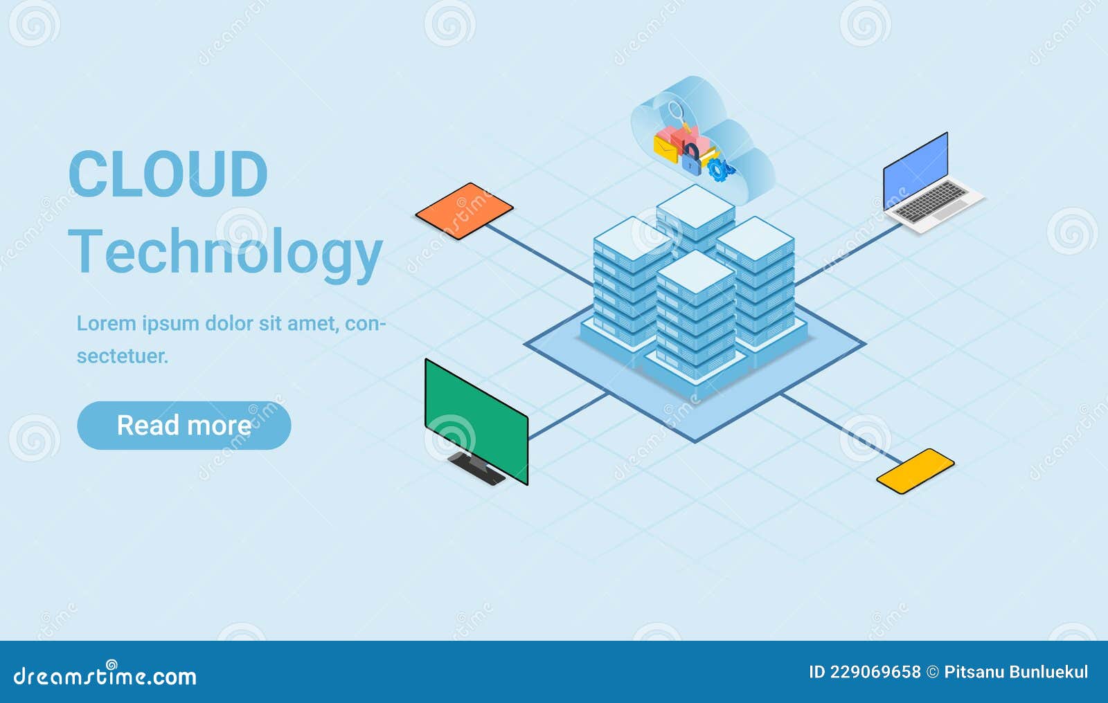 Data Servers with Communication Devices Connecting Stock Vector ...