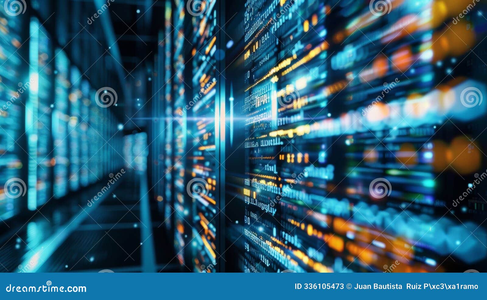 Data Servers with Illuminated Information in a Server Room Stock Image ...