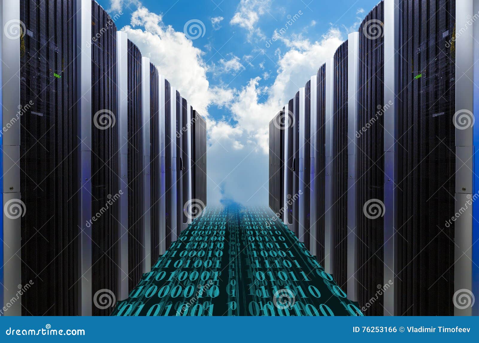 Data Servers Resting on Clouds in Blue in a Cloudy Sky Stock Photo ...