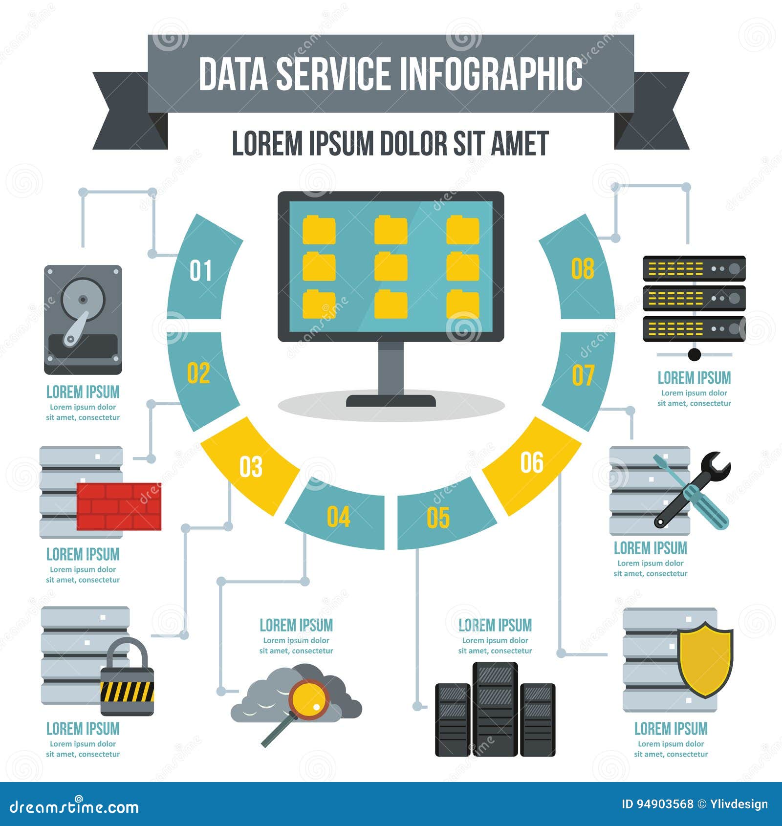 Data Service Infographic Concept, Flat Style Stock Vector ...