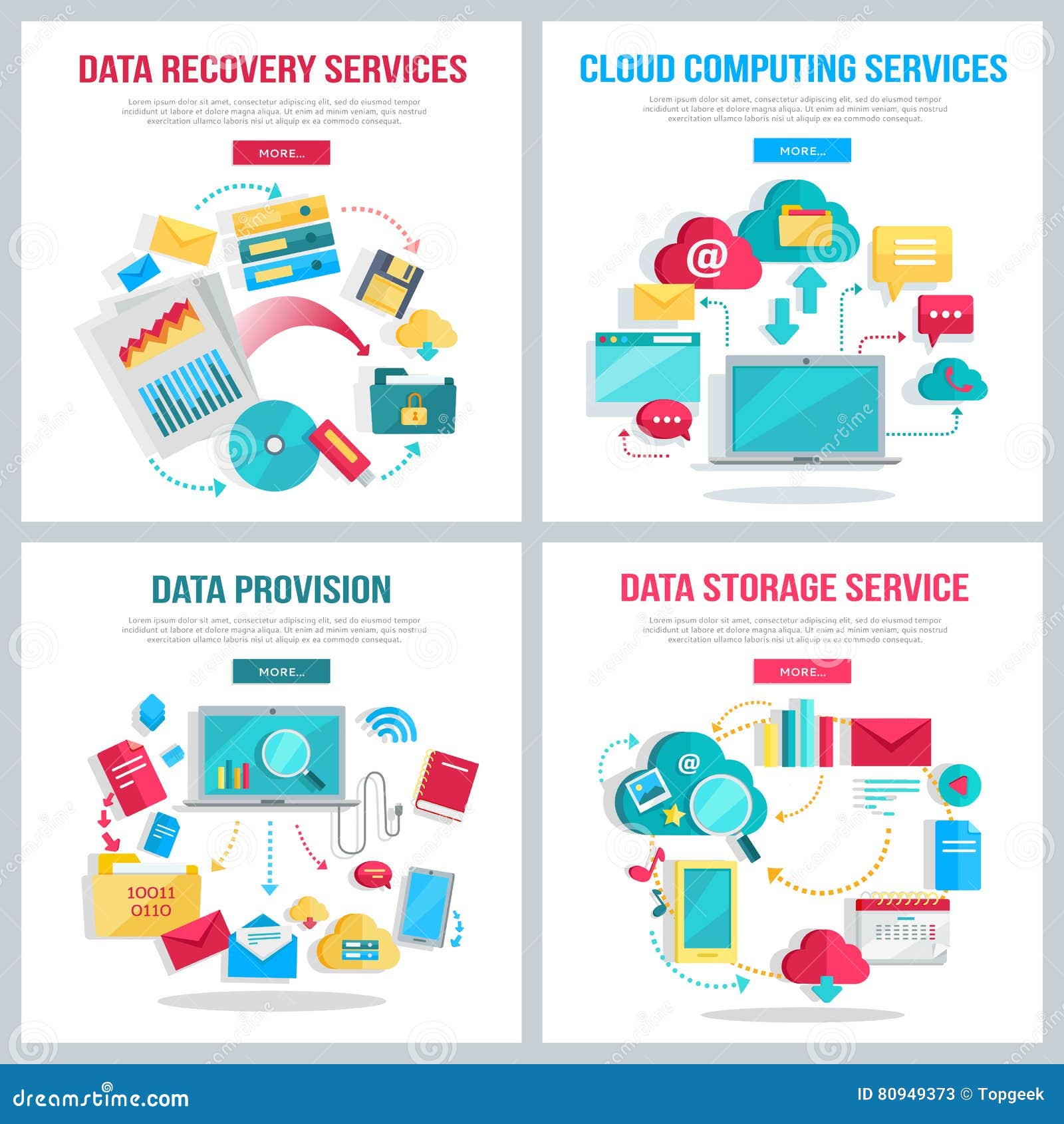 Data Services Banners Set stock vector. Illustration of connect - 80949373
