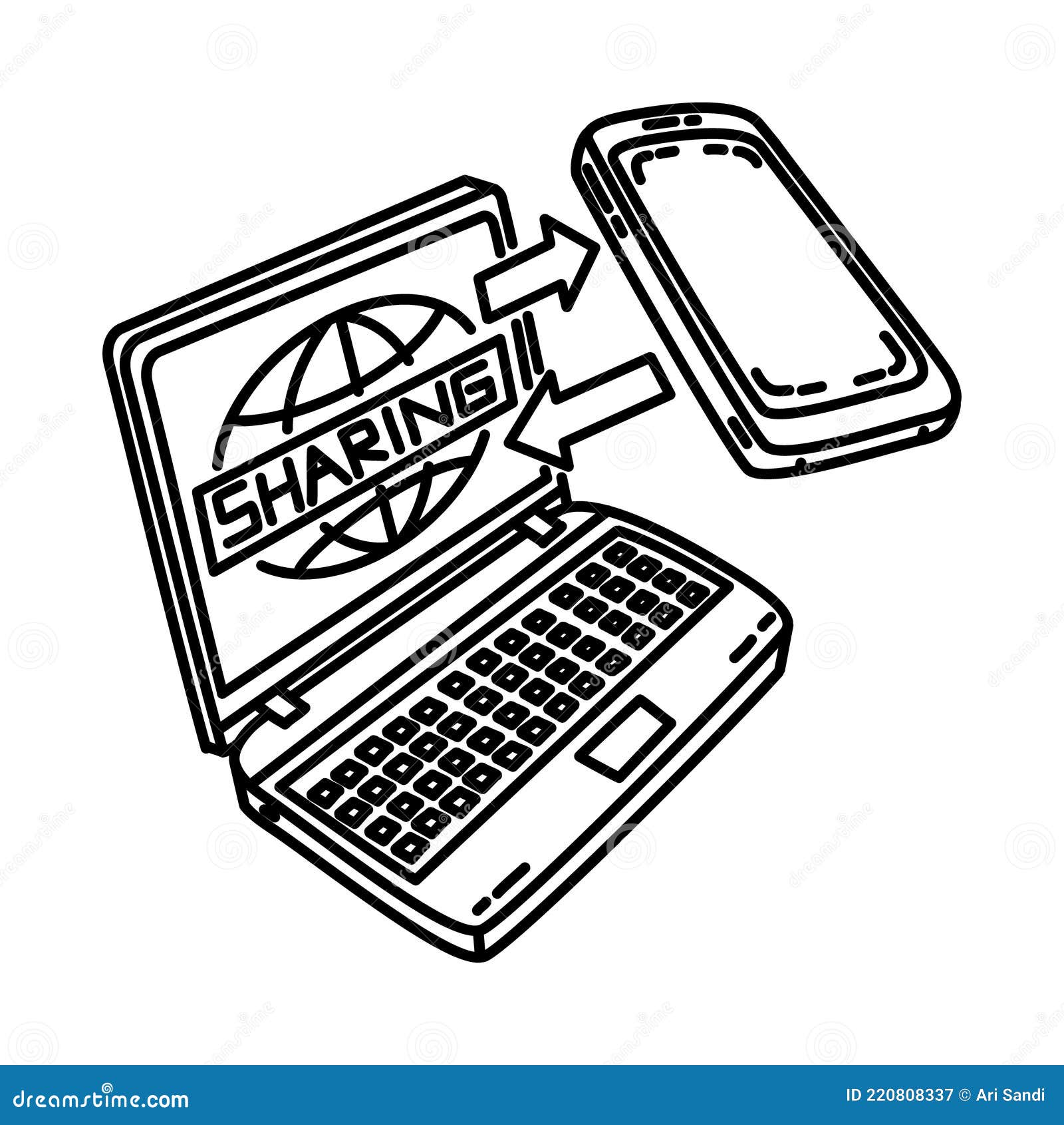 Data Sharing Icon. Doodle Hand Drawn or Outline Icon Style Stock Vector ...