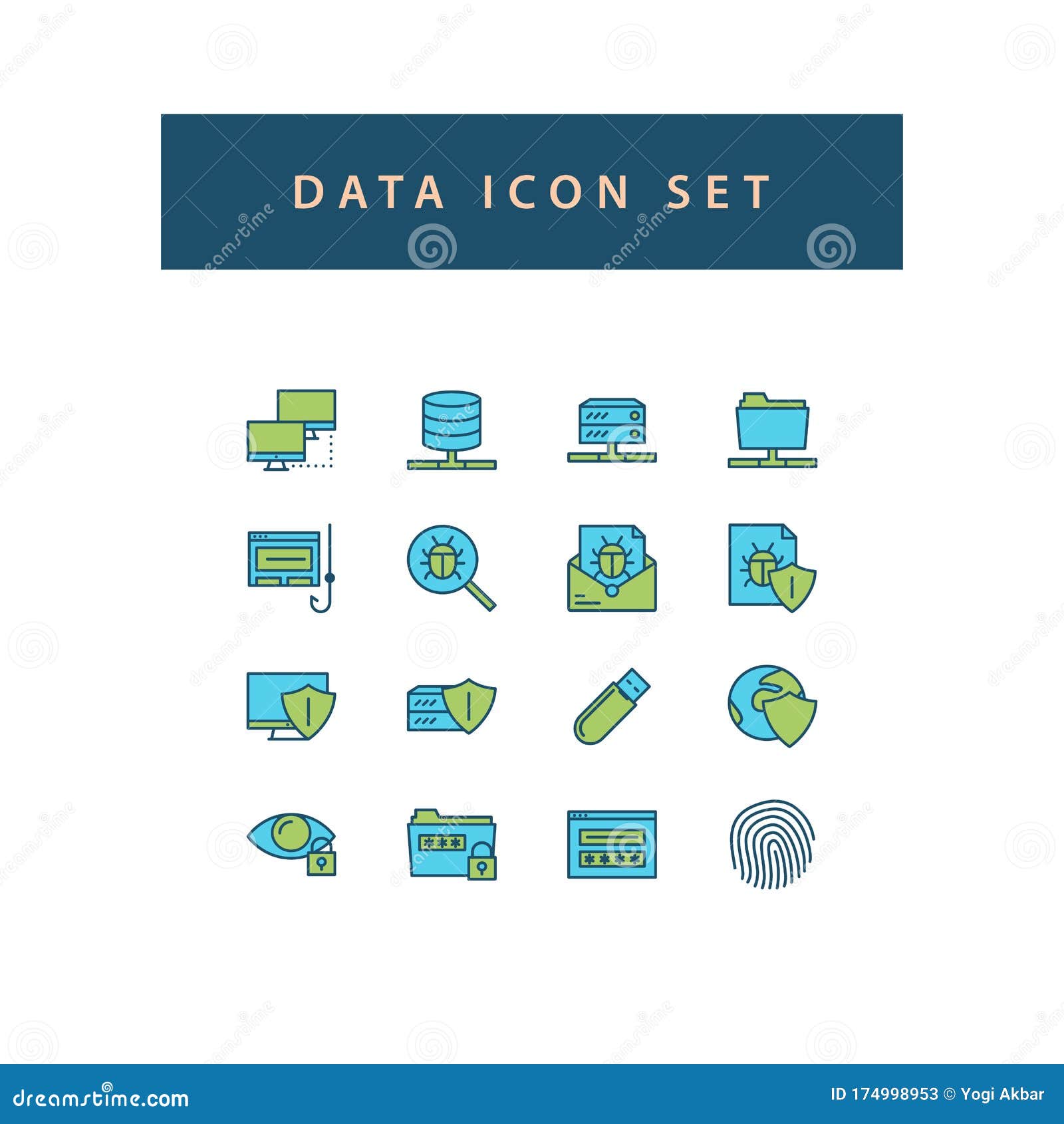 Data Sharing Icon Set with Filled Outline Style Design Stock Vector ...