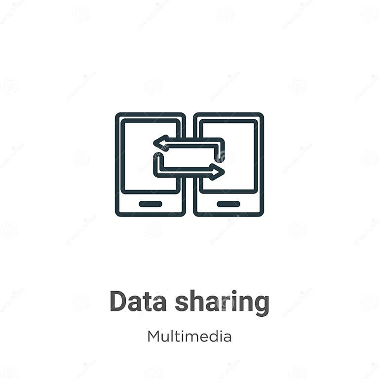 Data Sharing Outline Vector Icon. Thin Line Black Data Sharing Icon ...
