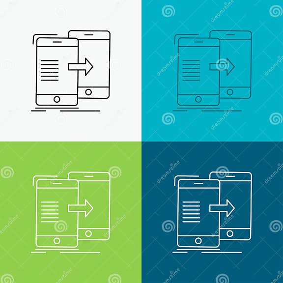 Data, Sharing, Sync, Synchronization, Syncing Icon Over Various Background. Line Style Design ...