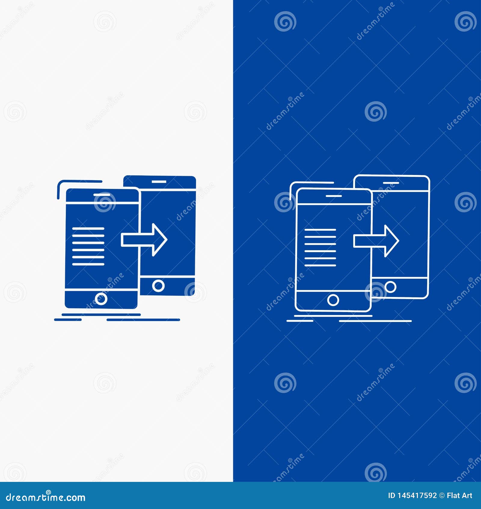 Data, Sharing, Sync, Synchronization, Syncing Line and Glyph Web Button in Blue Color Vertical ...