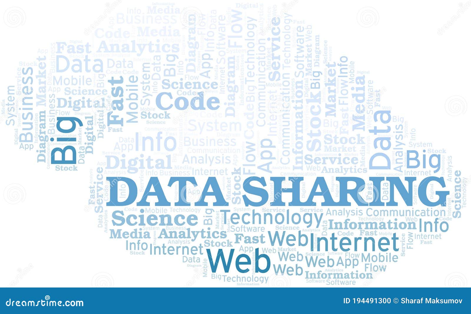 Data Sharing Vector Word Cloud, Made with Text only. Stock Illustration ...