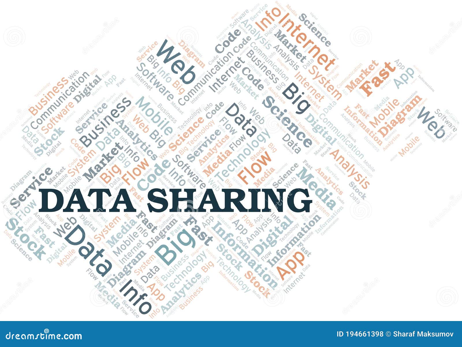 Data Sharing Vector Word Cloud, Made with Text only. Stock Illustration ...