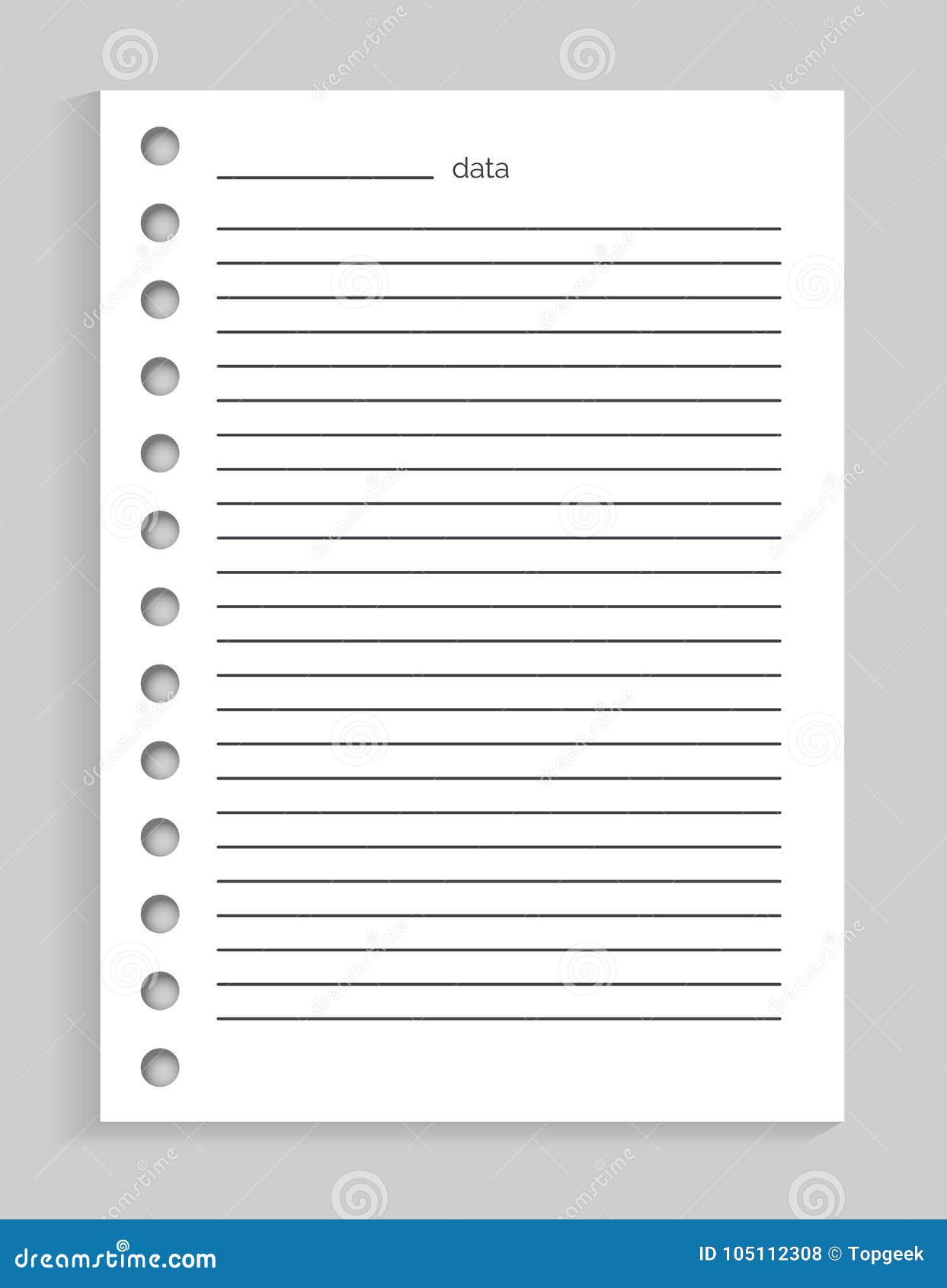 Data Sheet of Paper from Diary Vector Illustration Stock Vector ...