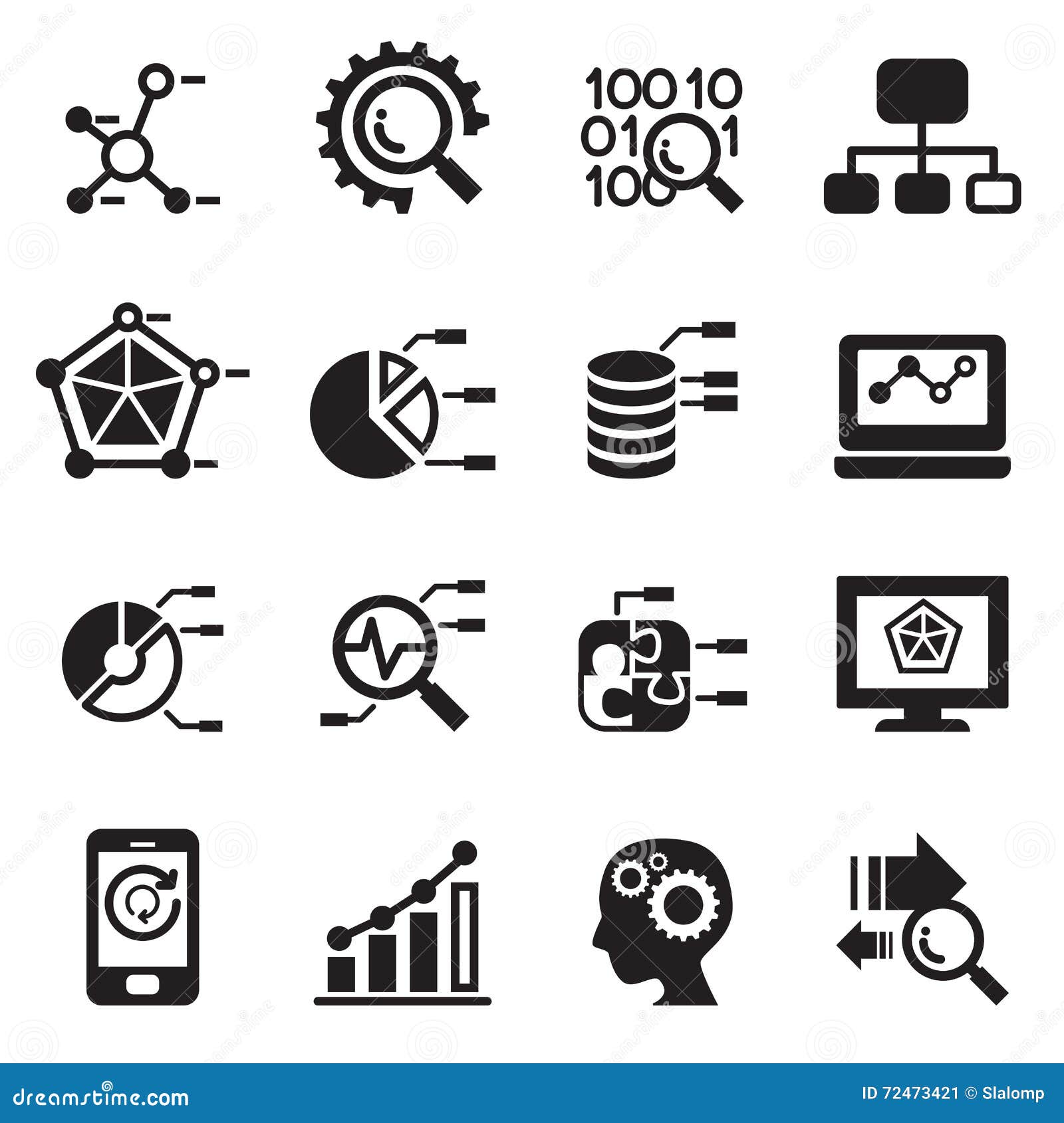 Data Som Bryter, Databas, Symboler För Dataanalys, Ställde in Vektor ...