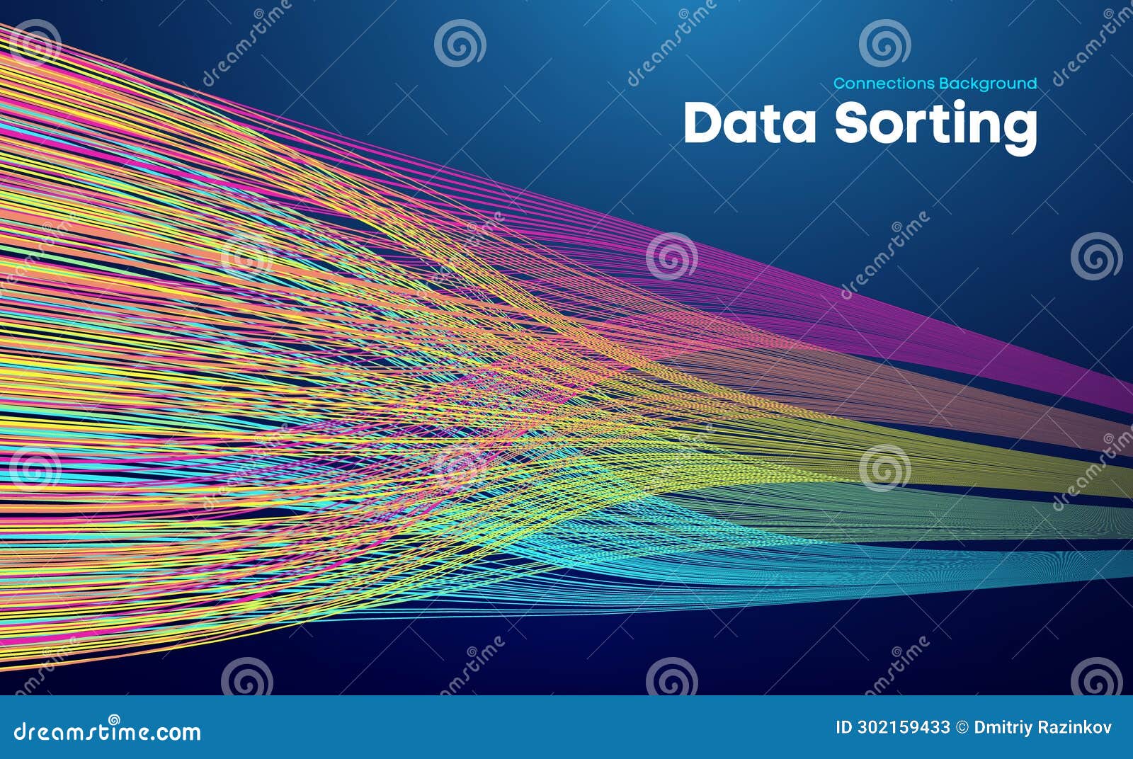 Big Data Sorting And Connection With Cloud Concept. Blue Technology ...