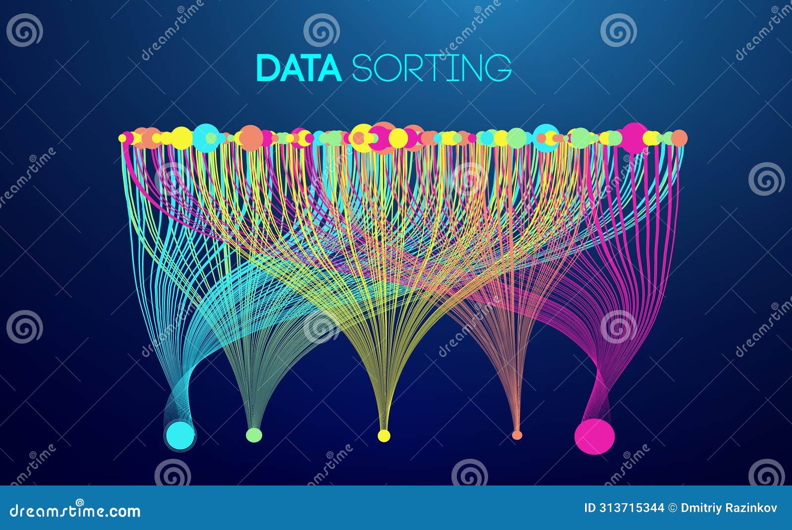 Data Sorting Colorful Lines Background. Data Flow Technology ...