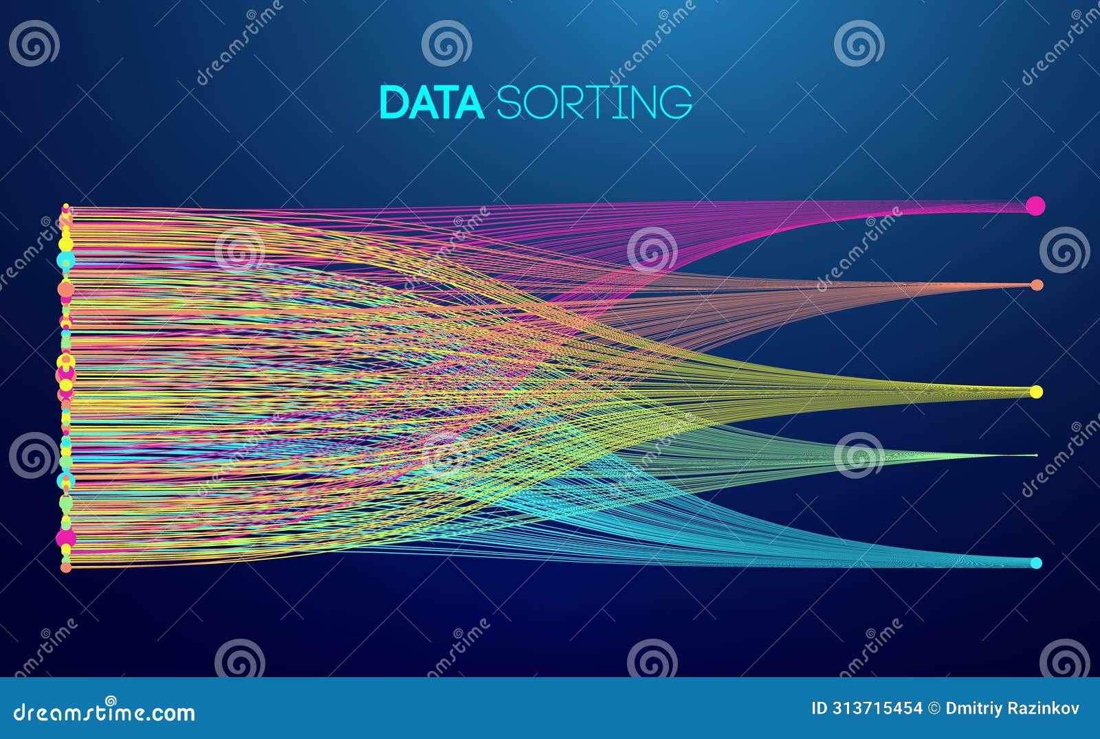 Data Sorting Colorful Lines Background. Data Flow Technology ...
