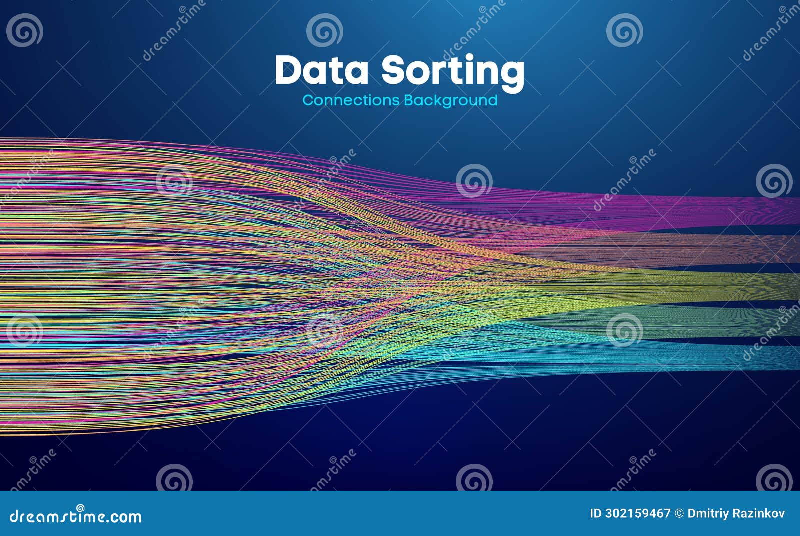 Data Sorting Colorful Lines Background Data Flow Technology Illustration Stock Vector