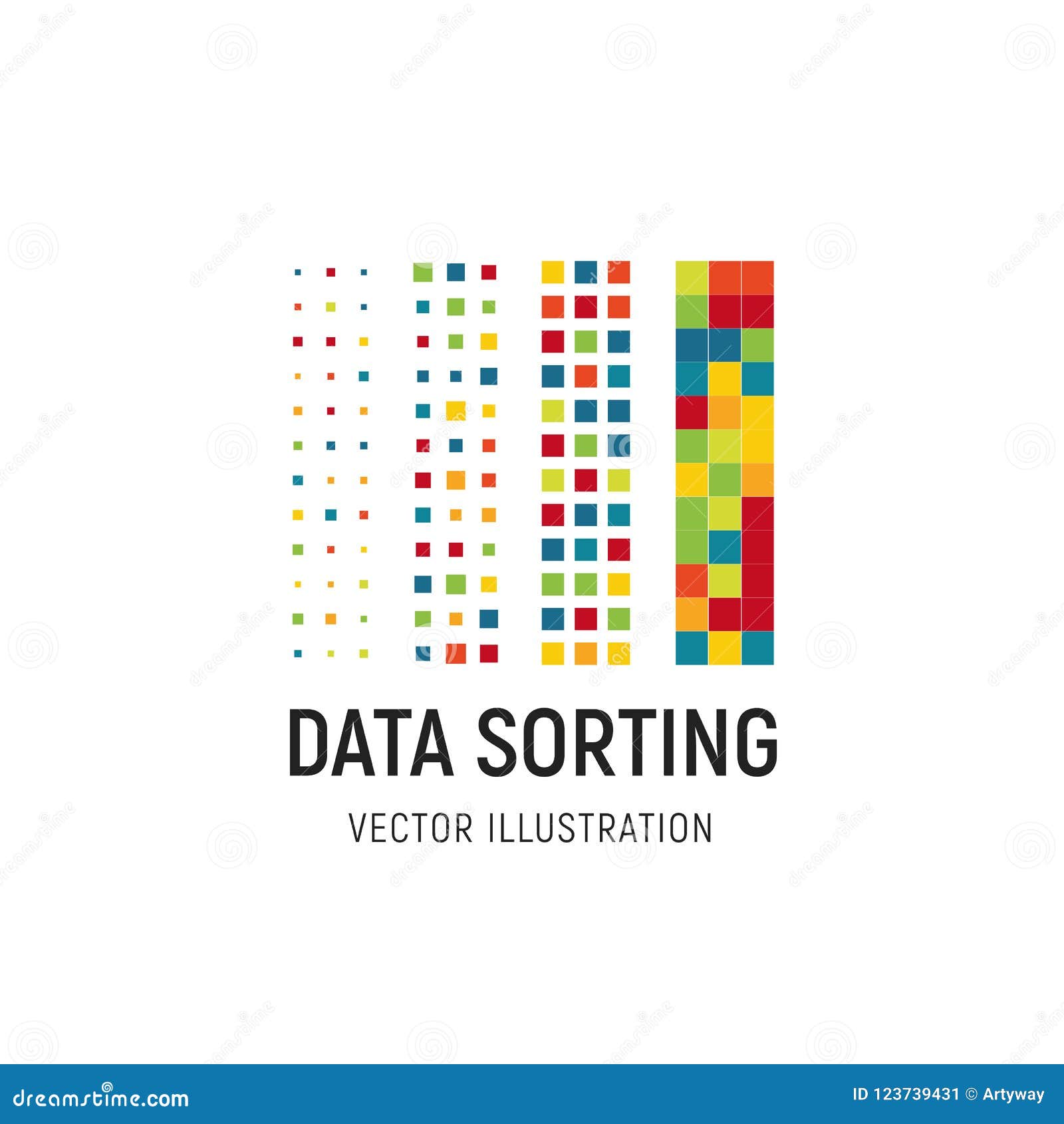 Data Sorting Vector Illustration Big Data Base Vector Emblem