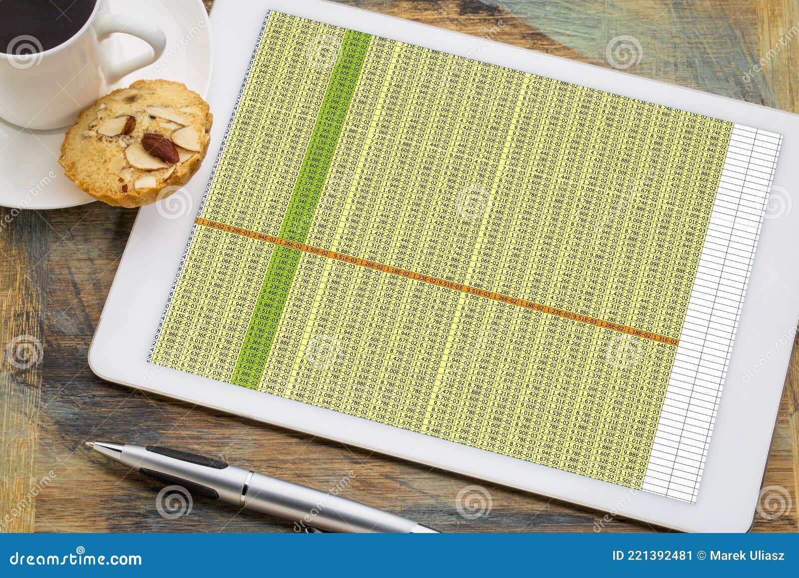 Data Spreadsheet on Digital Tablet Stock Image - Image of number ...