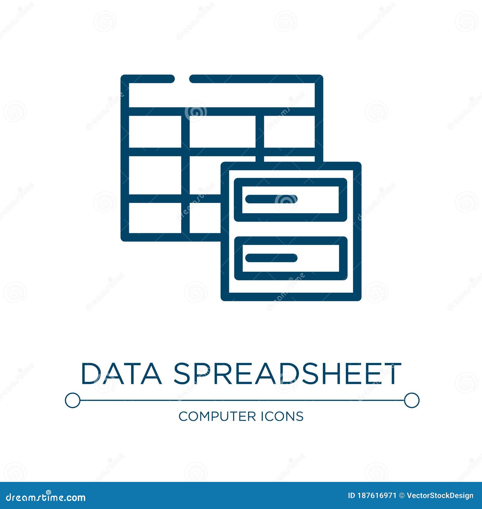 Data Spreadsheet Icon. Linear Vector Illustration from Computer and ...