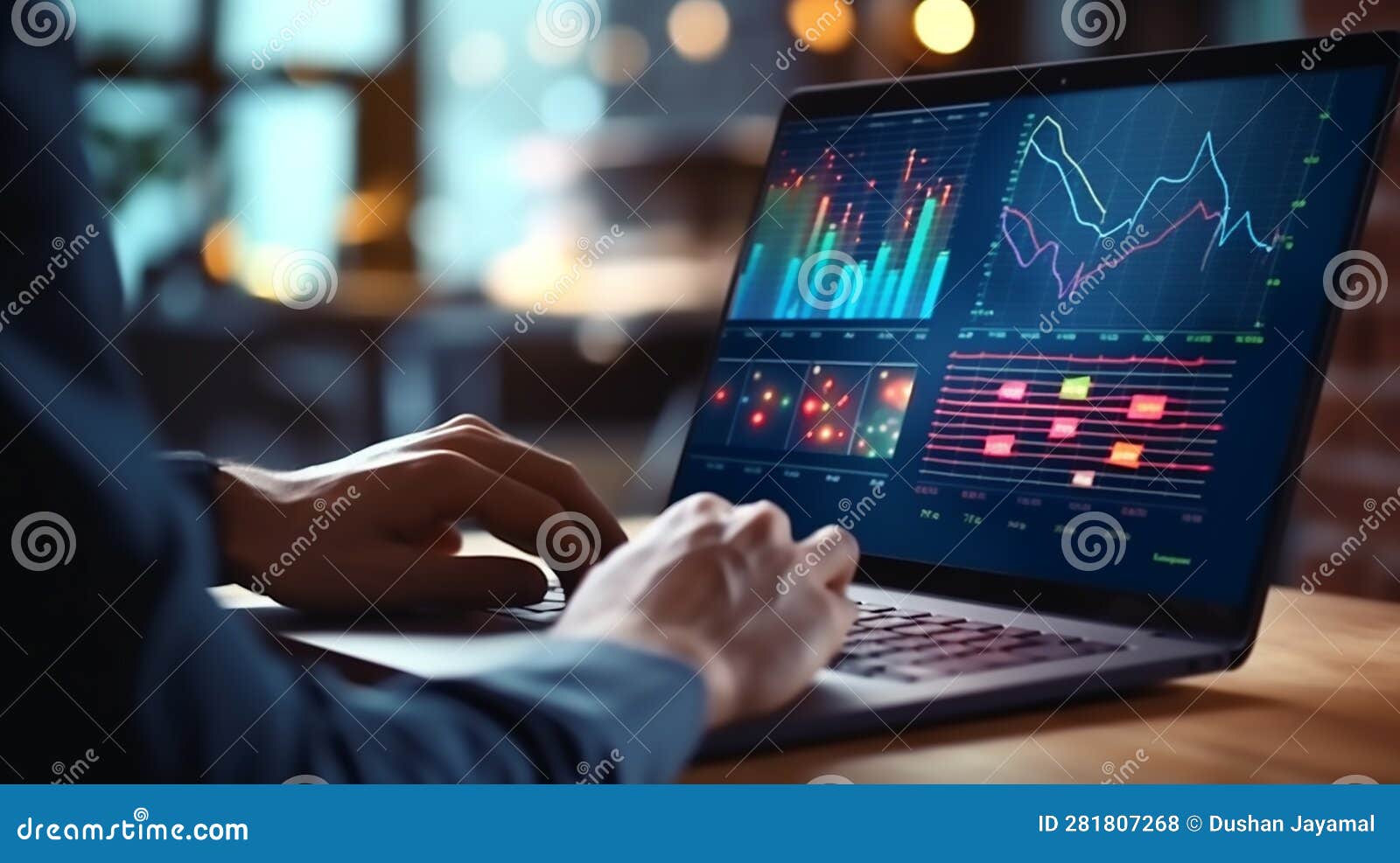 Data Statistical Index Graph on Virtual Screen Concept.Generative AI ...