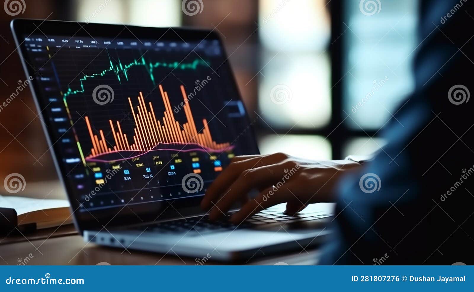 Data Statistical Index Graph on Virtual Screen Concept.Generative AI ...