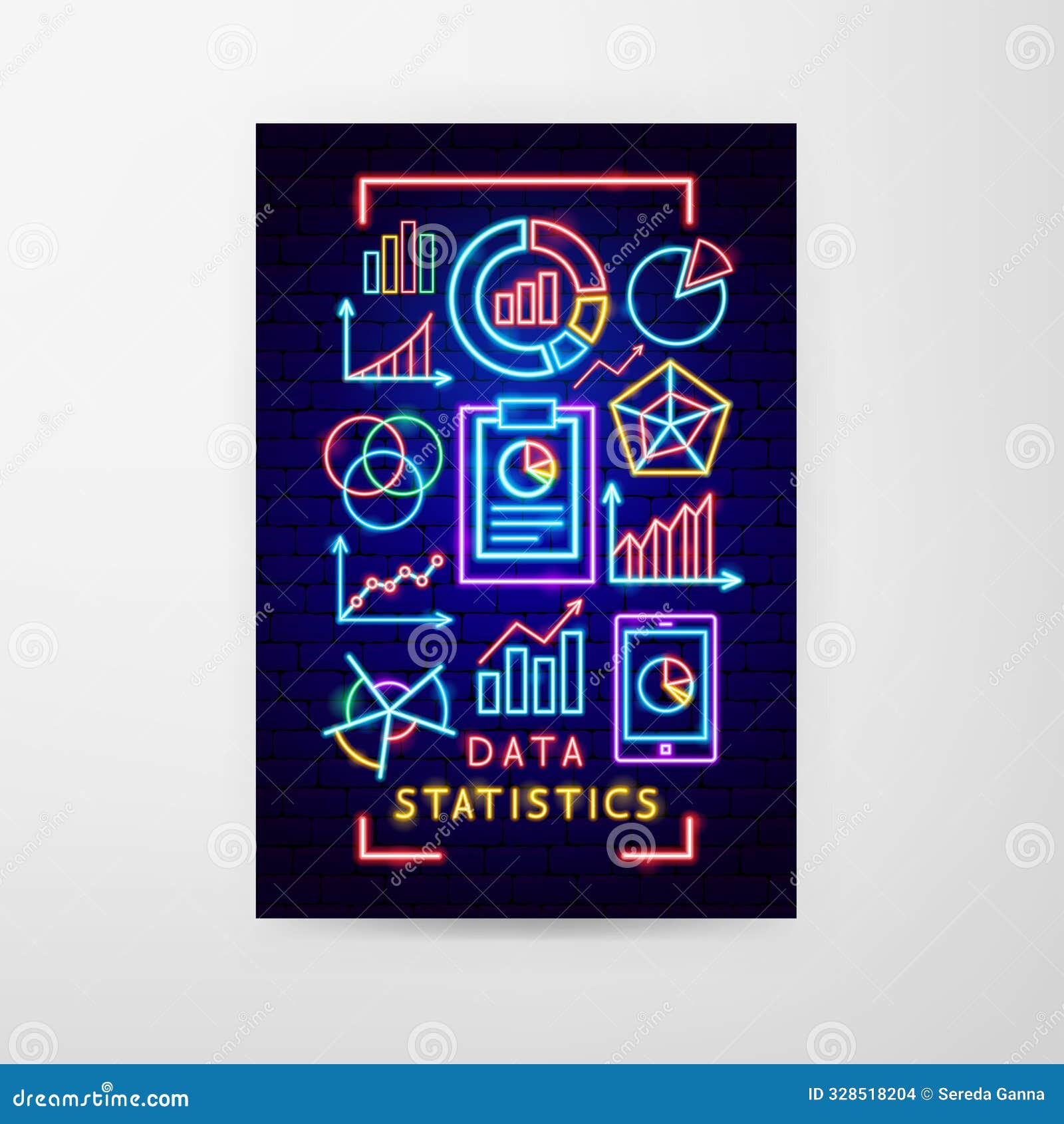 Data Statistics Neon Flyer stock illustration. Illustration of ...