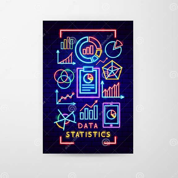 Data Statistics Neon Flyer stock illustration. Illustration of ...