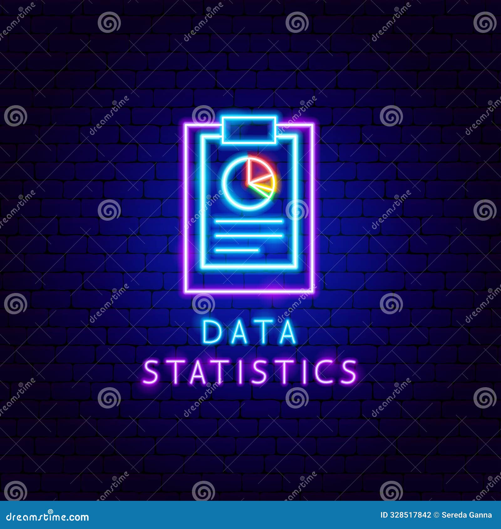 Data Statistics Neon Label stock illustration. Illustration of chart ...